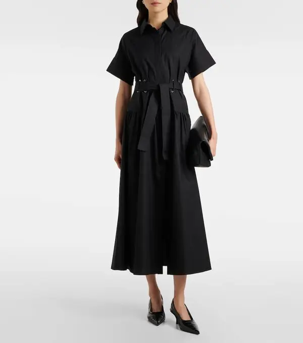 Max Mara Agoraio Pleated Shirt Dress - Black