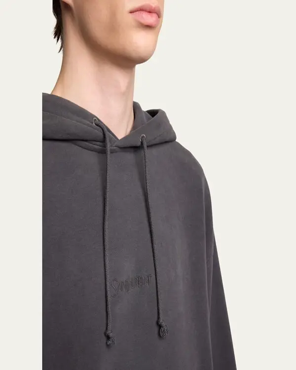 Saint Laurent Fleece Tonal Logo Hoodie
