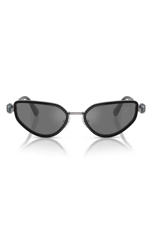 SWAROVSKI 56mm Irregular Sunglasses - Black Grey