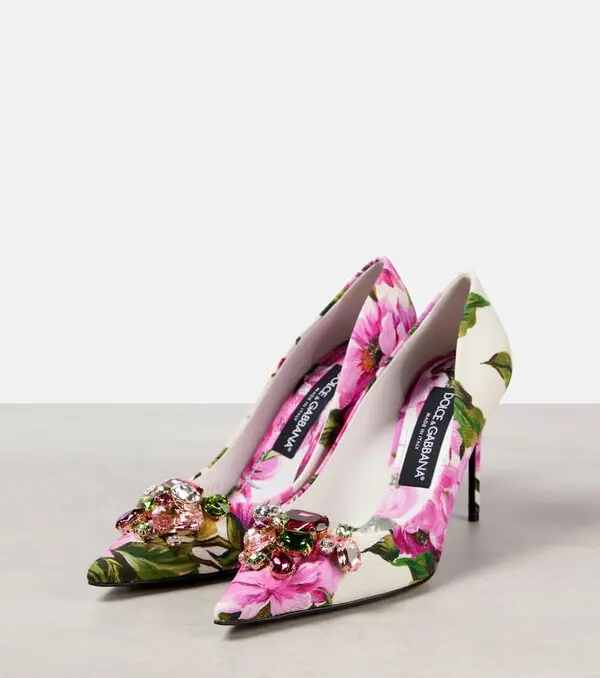 Dolce & Gabbana Embellished Leather-trimmed Pumps
