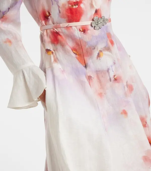 Zimmermann Crush Embellished Linen Midi Dress - Red