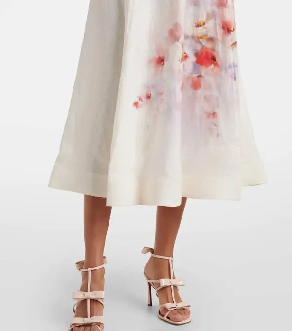 Zimmermann Crush Embellished Linen Midi Dress - Red