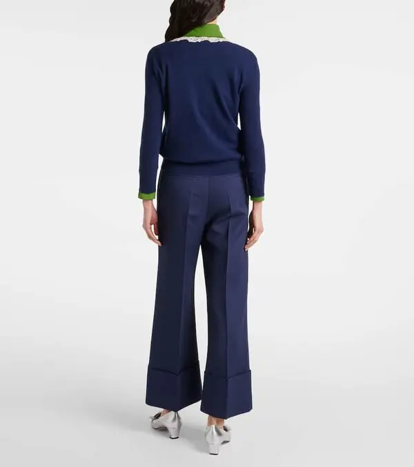 Valentino Garavani Lace-trimmed Virgin Wool Cardigan