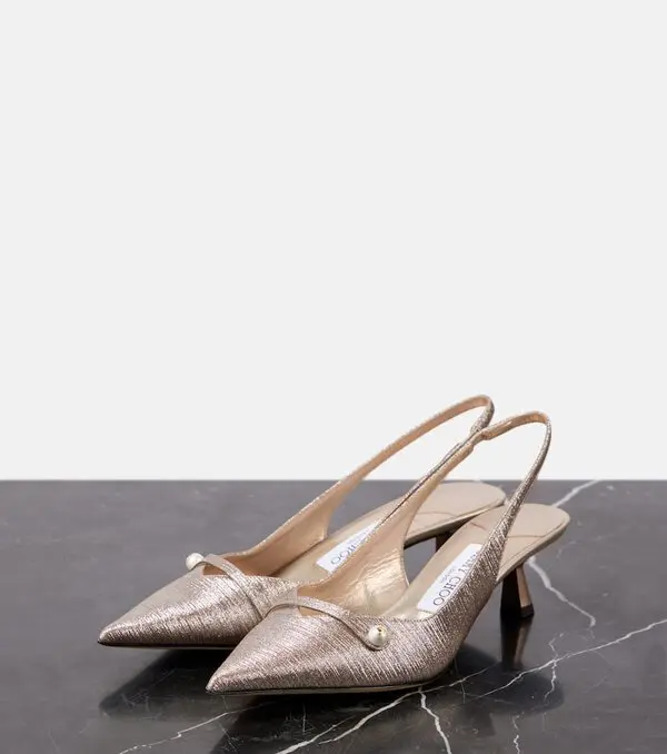 JIMMY CHOO Amita 45 Glitter Slingback Pumps
