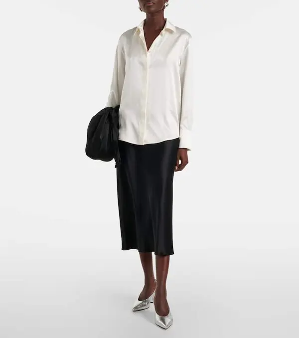 Max Mara Carnet Silk Satin Midi Skirt