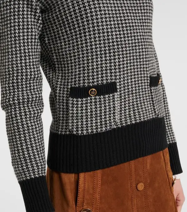 Valentino Garavani Houndstooth Virgin Wool Sweater
