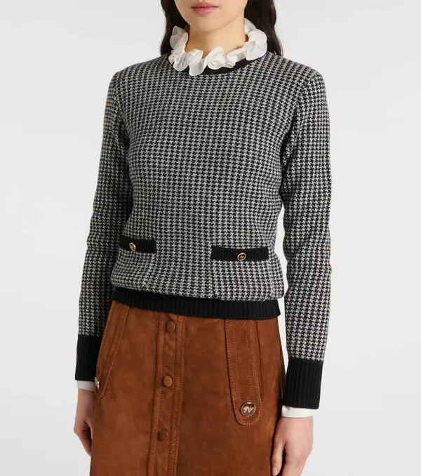 Valentino Garavani Houndstooth Virgin Wool Sweater