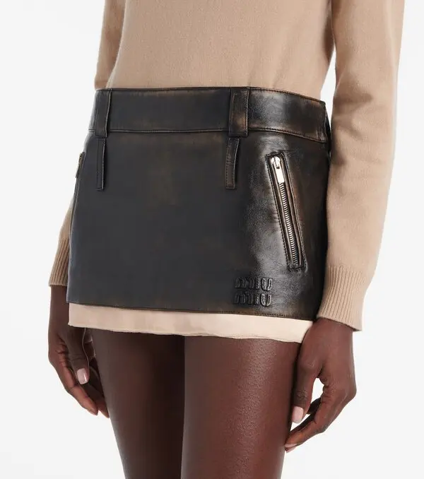 Miu Miu Leather Mini Skirt