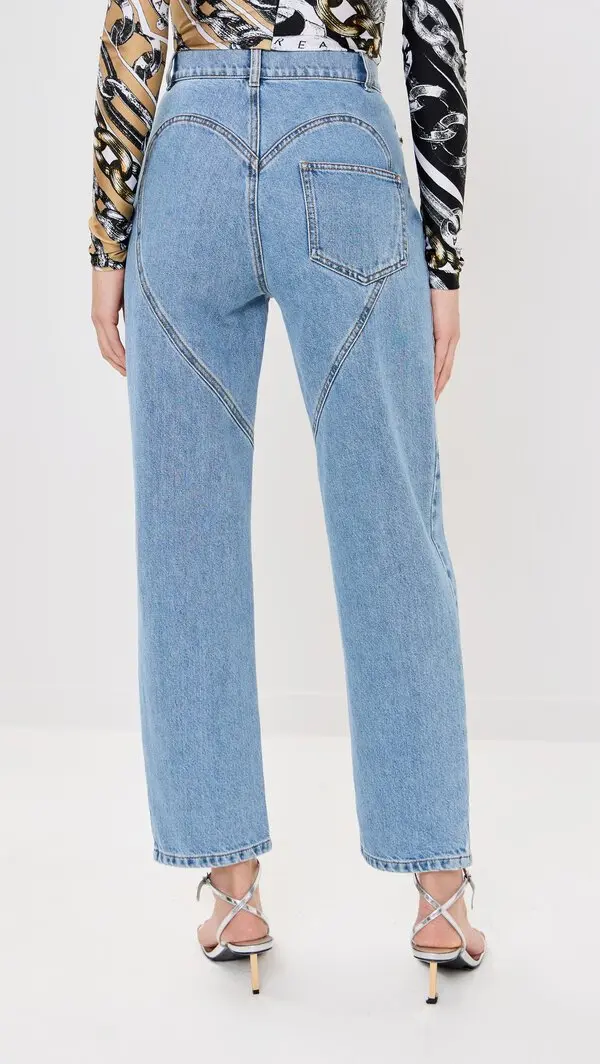 AREA Crystal Heart Jeans - Light Blue