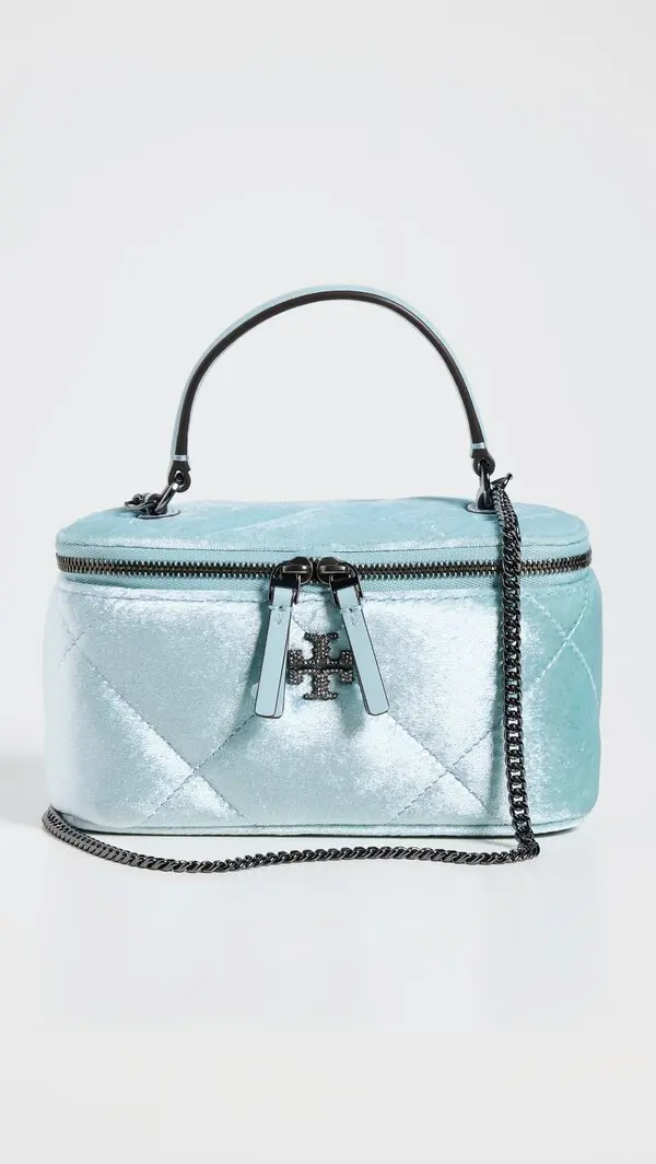 Tory Burch Kira Pave Logo Velvet Vanity Case