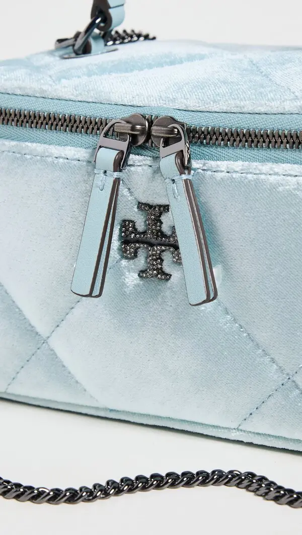 Tory Burch Kira Pave Logo Velvet Vanity Case