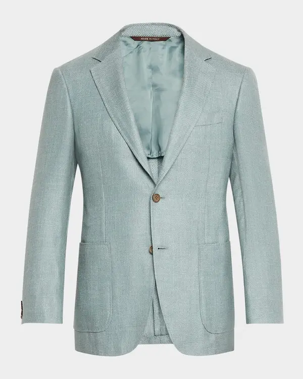 Canali Wool-blend Twill Blazer - Green
