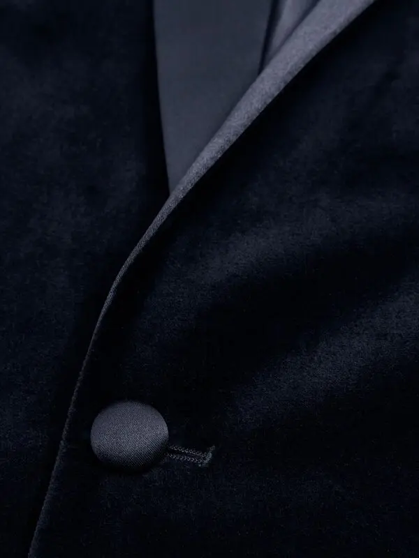 REISS Ace Velvet Single-breasted Blazer Tailored Fit - Navy