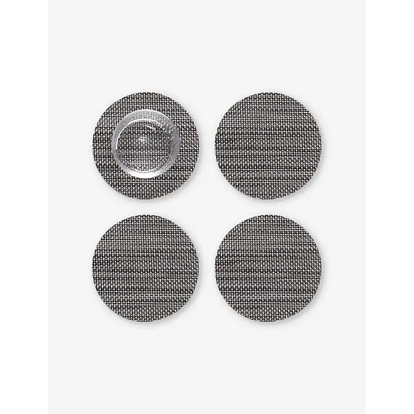 CHILEWICH Basketweave Mist Woven Coasters Set Of Four - Light Grey