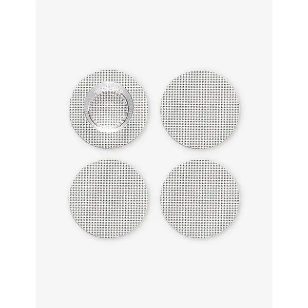 CHILEWICH Basketweave Mist Woven Coasters Set Of Four - White