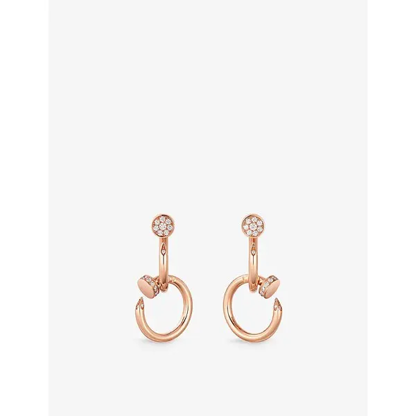 CARTIER 18ct Rose-gold And 0.38ct Diamond Juste Un Clou Earrings - Rose Gold