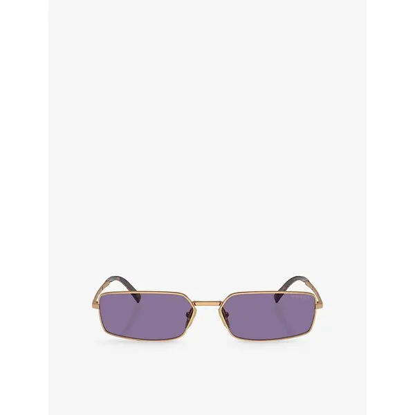 Prada A60s Rectangle Metal Sunglasses - Brown