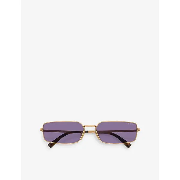 Prada A60s Rectangle Metal Sunglasses - Brown