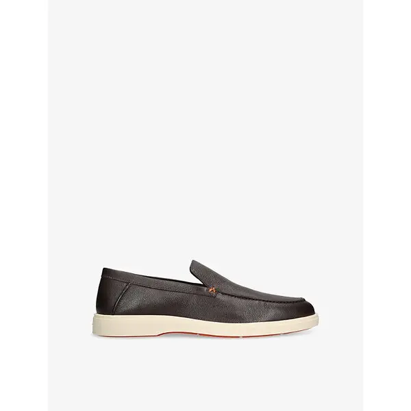 Santoni Detroit Contrast-sole Leather Loafers - Dark Brown
