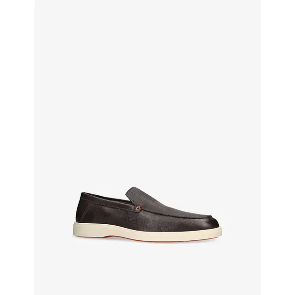 Santoni Detroit Contrast-sole Leather Loafers - Dark Brown