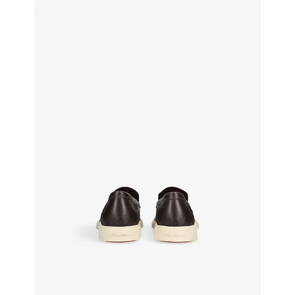 Santoni Detroit Contrast-sole Leather Loafers - Dark Brown