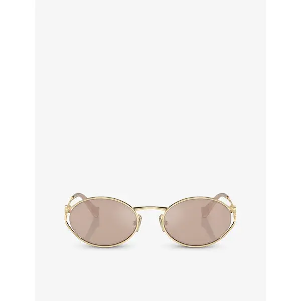 Miu Miu Mu 52ys Oval-frame Sunglasses - Gold