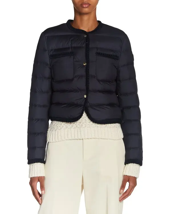 Moncler Gencay Braided Trim Quilted Jacket - Navy