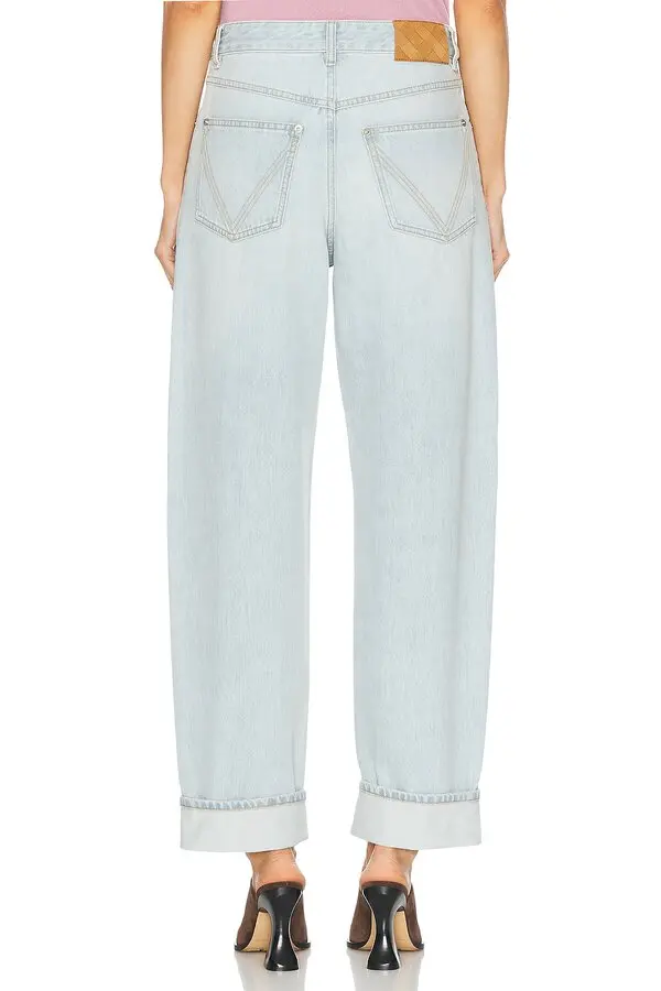 Bottega Veneta Cuffed Straight Leg Jeans - Light Blue