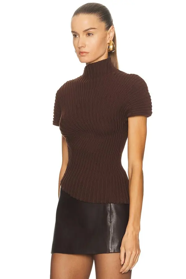 Cult Gaia Annemie Knit Top In Brown - Java