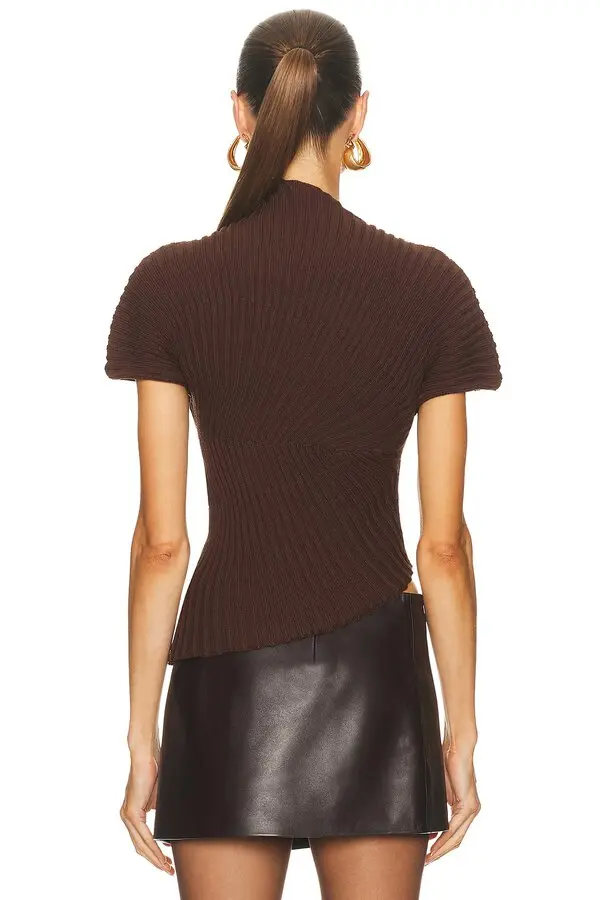 Cult Gaia Annemie Knit Top In Brown - Java