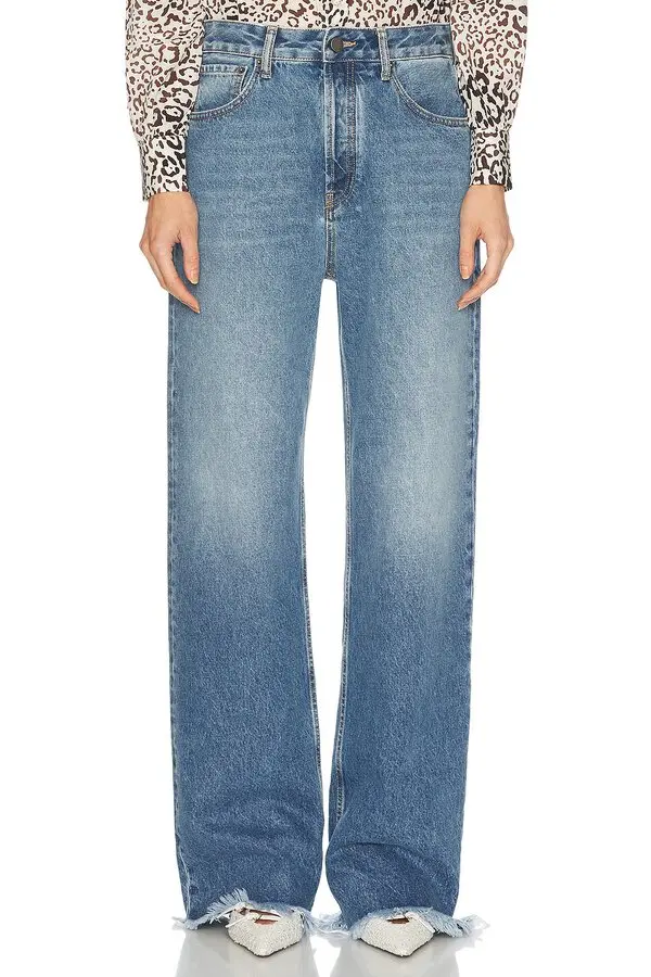 Alessandra Rich Low Waist Baggy Wide Leg Jeans - Blue