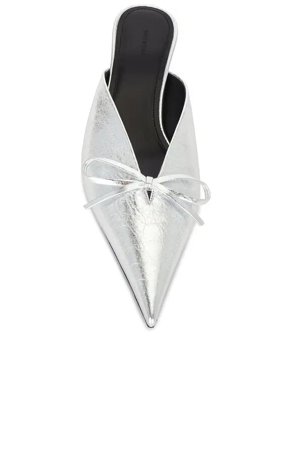 Balenciaga Knife Bow Mule - Silver