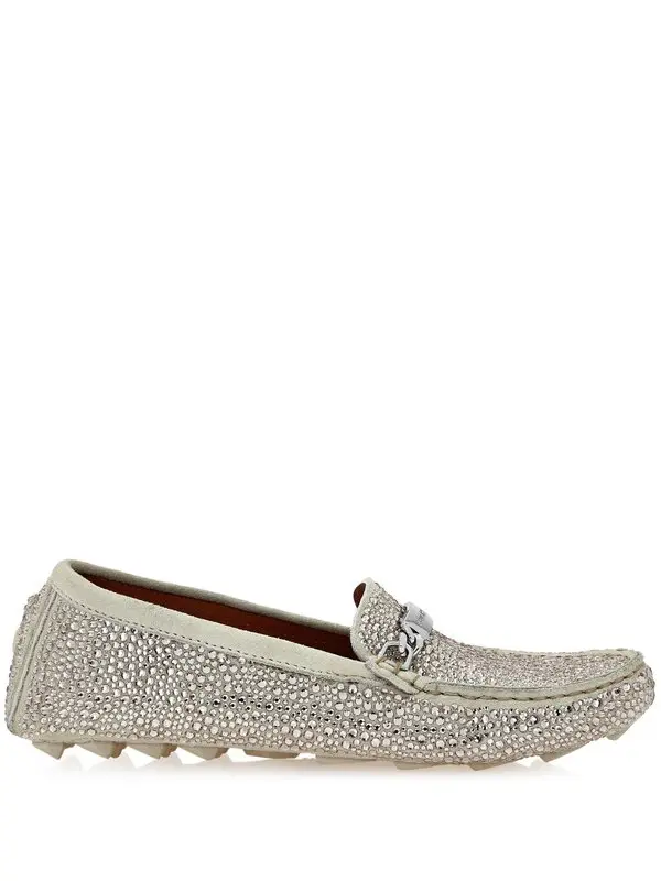 Philipp Plein Rhinestone-embellished Loafers - Neutrals