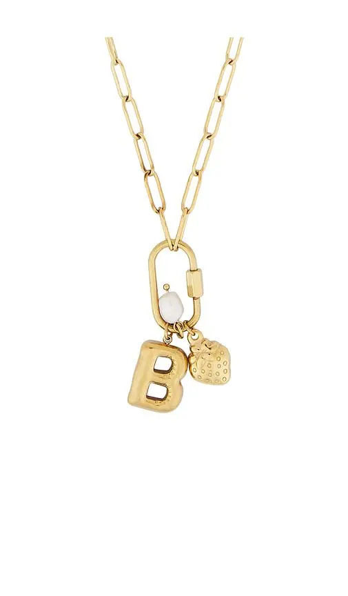 PETIT MOMENTS Carabiner Initial Charm Necklace - Gold