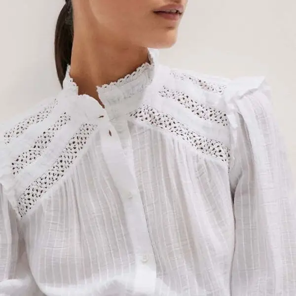 ME+EM Cotton Lace Trim Blouse