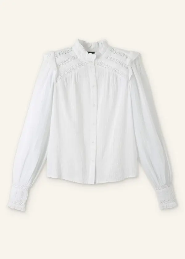 ME+EM Cotton Lace Trim Blouse