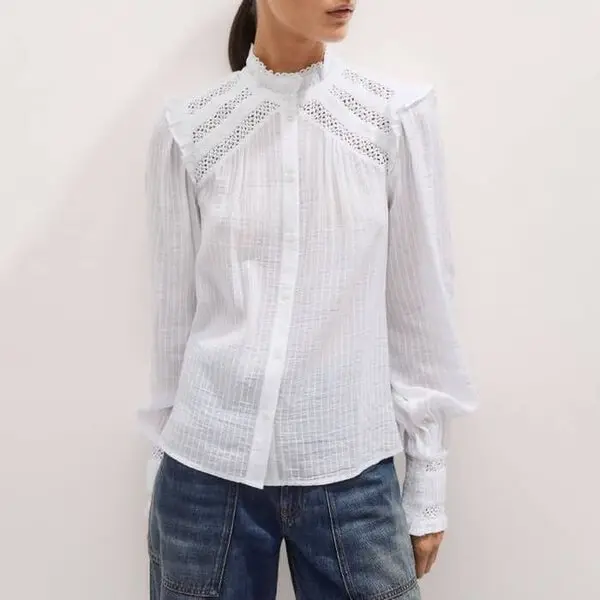 ME+EM Cotton Lace Trim Blouse