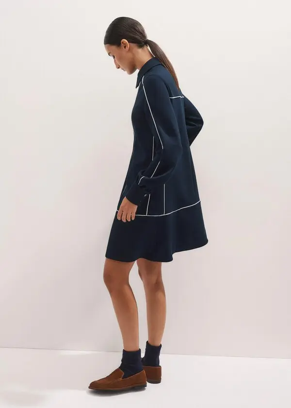 Me+Em Travel Tailoring Swing Dress In Navy/Cream - 30% Off | Editorialist