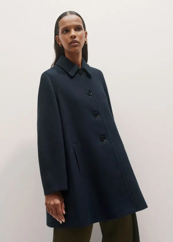 ME+EM Sculptural Cotton Swing Coat - Navy