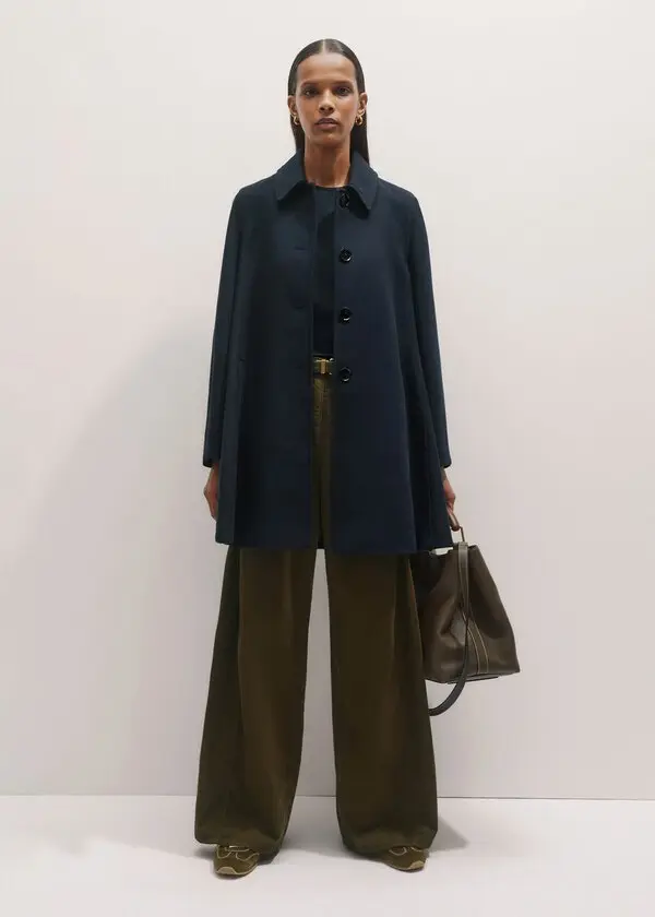 ME+EM Sculptural Cotton Swing Coat - Navy