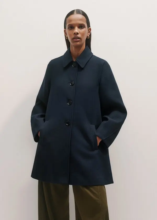 ME+EM Sculptural Cotton Swing Coat - Navy