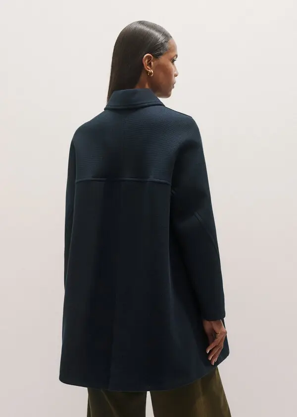 ME+EM Sculptural Cotton Swing Coat - Navy