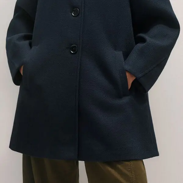 ME+EM Sculptural Cotton Swing Coat - Navy