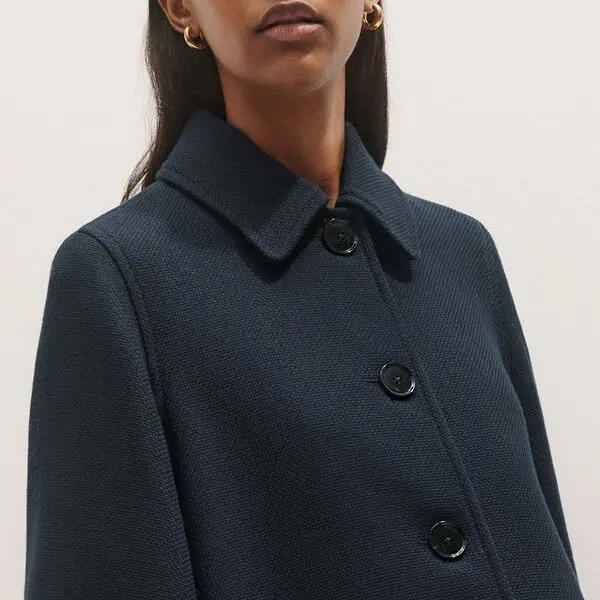 ME+EM Sculptural Cotton Swing Coat - Navy
