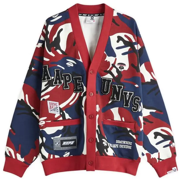 A BATHING APE Unvs Camo Cardigan - Burgundy (navy)