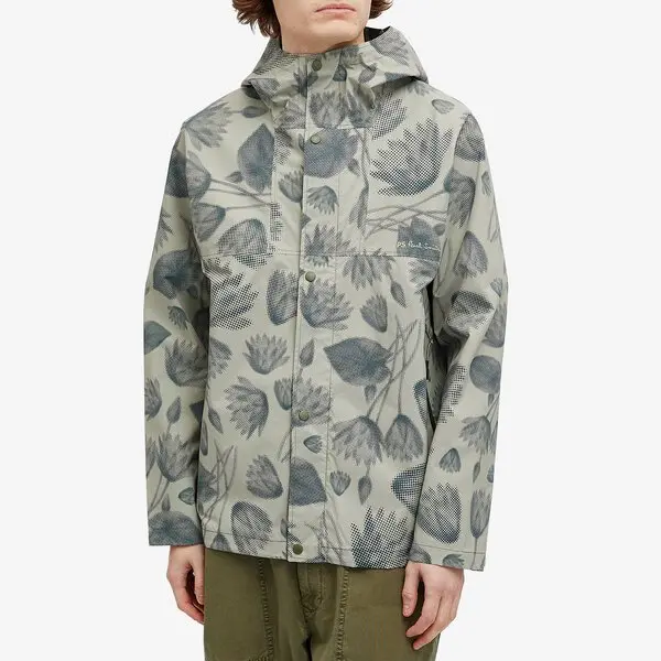Paul Smith Pixilated Flower Print Hooded Jacket