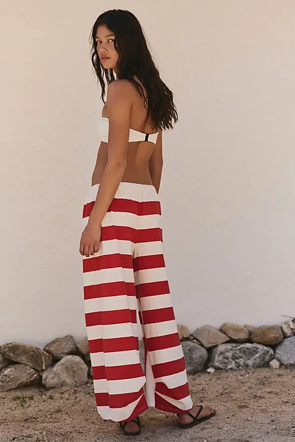 Free People Striped Wide-leg Pants