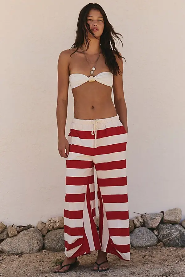 Free People Striped Wide-leg Pants