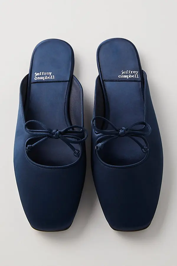 Jeffrey Campbell Elaine Ballet Mules - Navy Satin