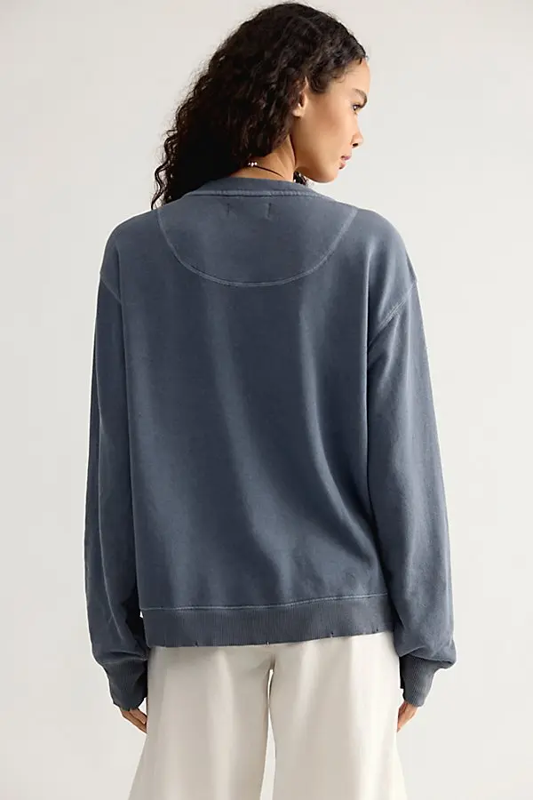 Free People Relaxed Fit Terry Cardigan - Deeper Iris
